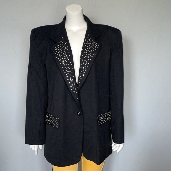 Vintage | Jackets & Coats | Vintage Unisex Rhinestone Suit Jacket Euc ...